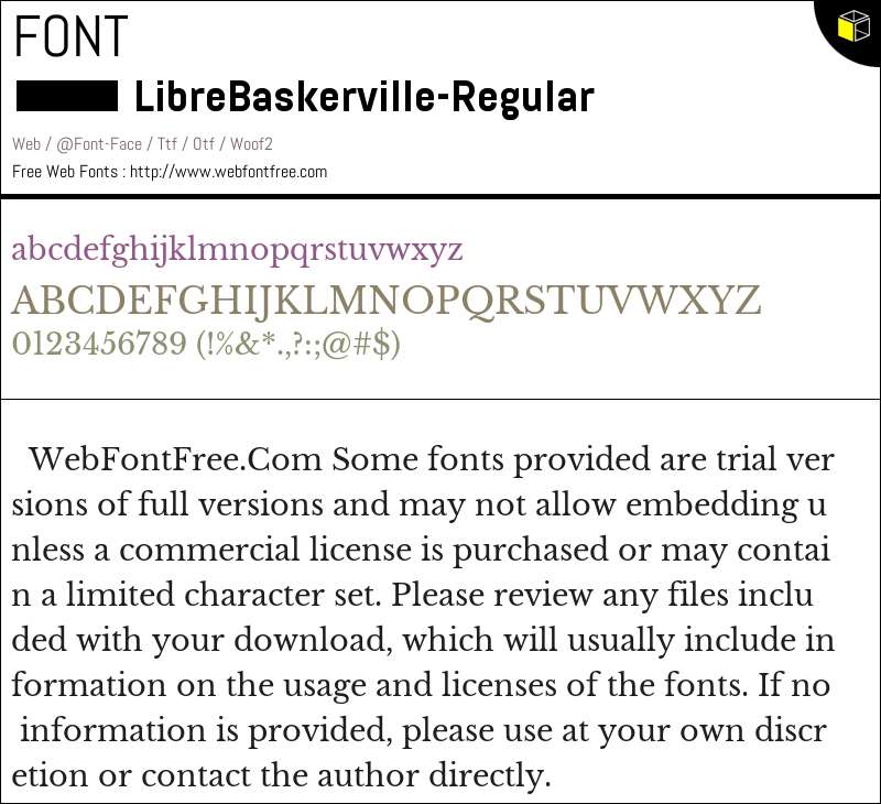 Libre Baskerville Fonts Downloads - WebFontFree.Com
