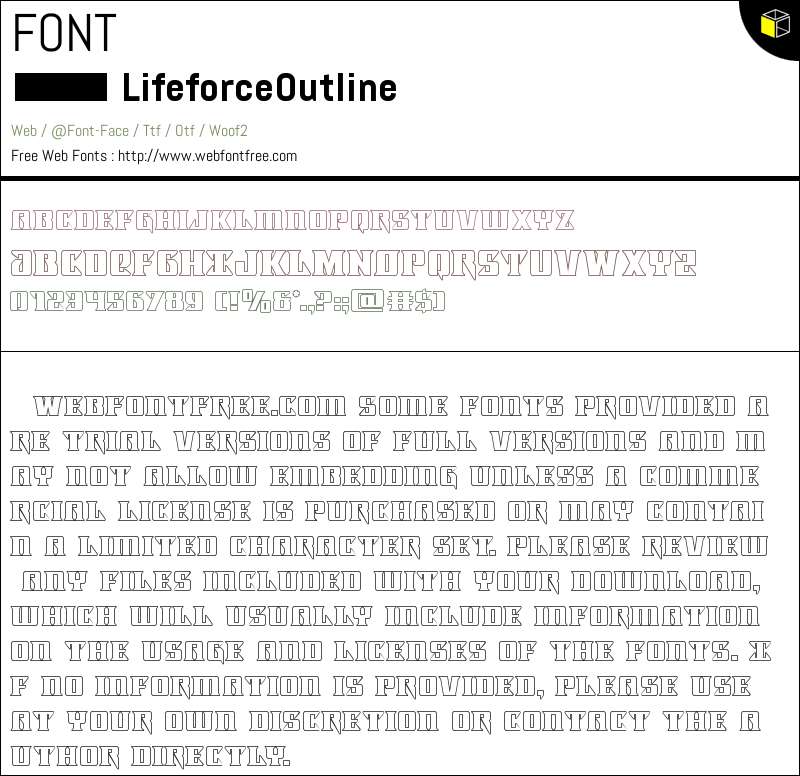 Lifeforce Outline Fonts Downloads - WebFontFree.Com