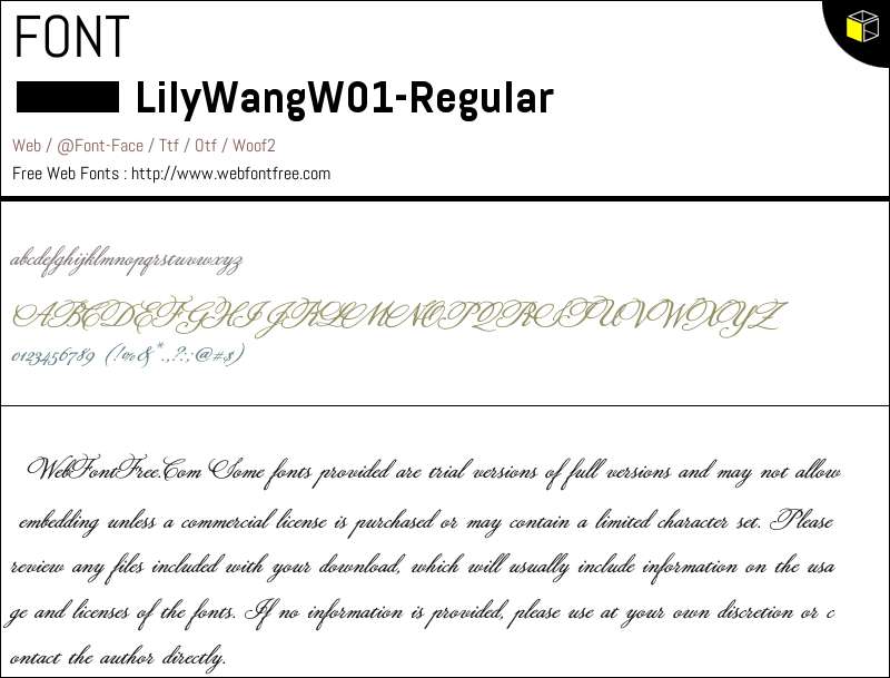 Lily Wang W01 Regular Fonts Downloads - WebFontFree.Com
