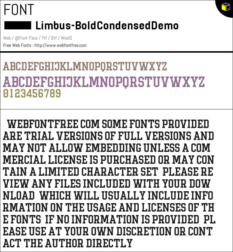 Limbus-BoldCondensedDemo Fonts Downloads - WebFontFree.Com
