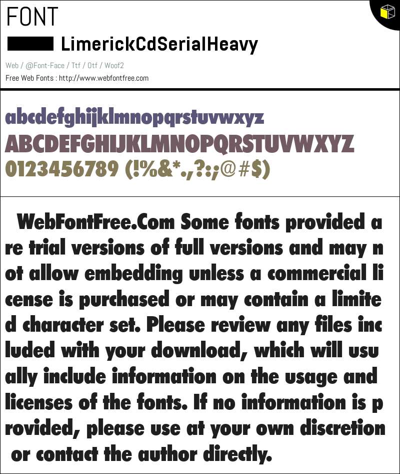 LimerickCdSerial-Heavy-Regular Fonts Downloads - WebFontFree.Com