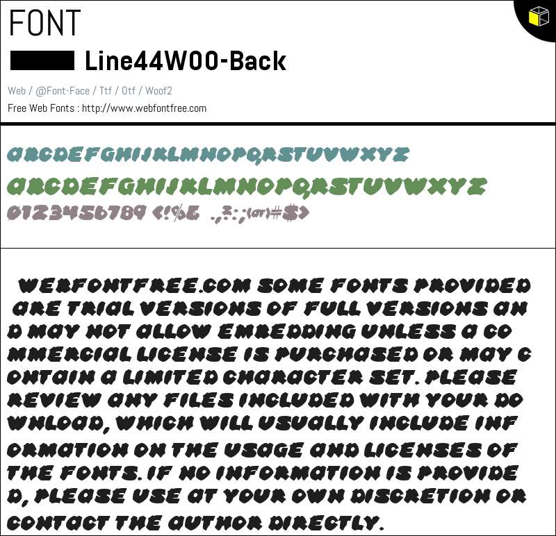 Line44 W00 Back Fonts Downloads - WebFontFree.Com