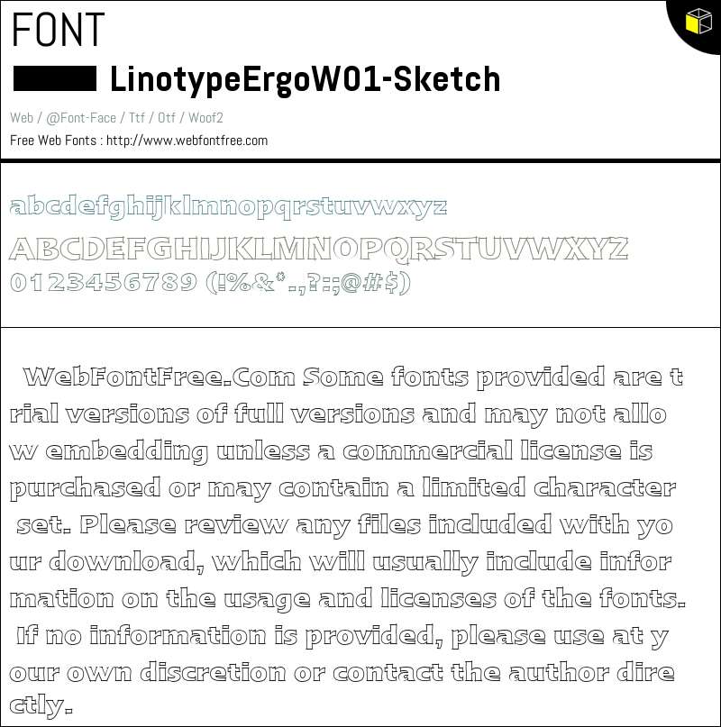 Linotype Ergo W01 Sketch Fonts Downloads - WebFontFree.Com