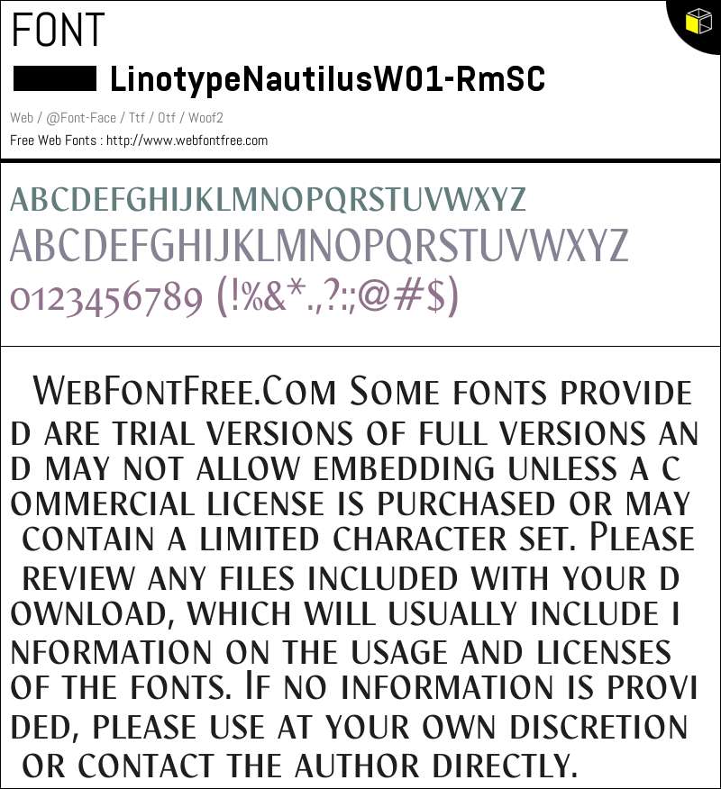 Linotype Nautilus W01 Rm SC Fonts Downloads - WebFontFree.Com
