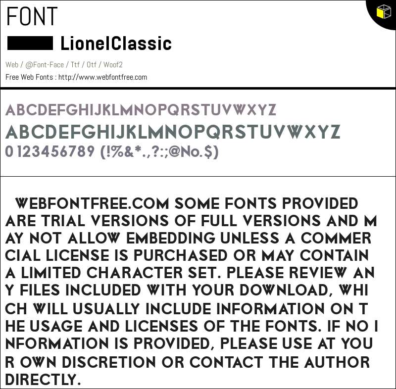 Lionel Classic Fonts Downloads - WebFontFree.Com