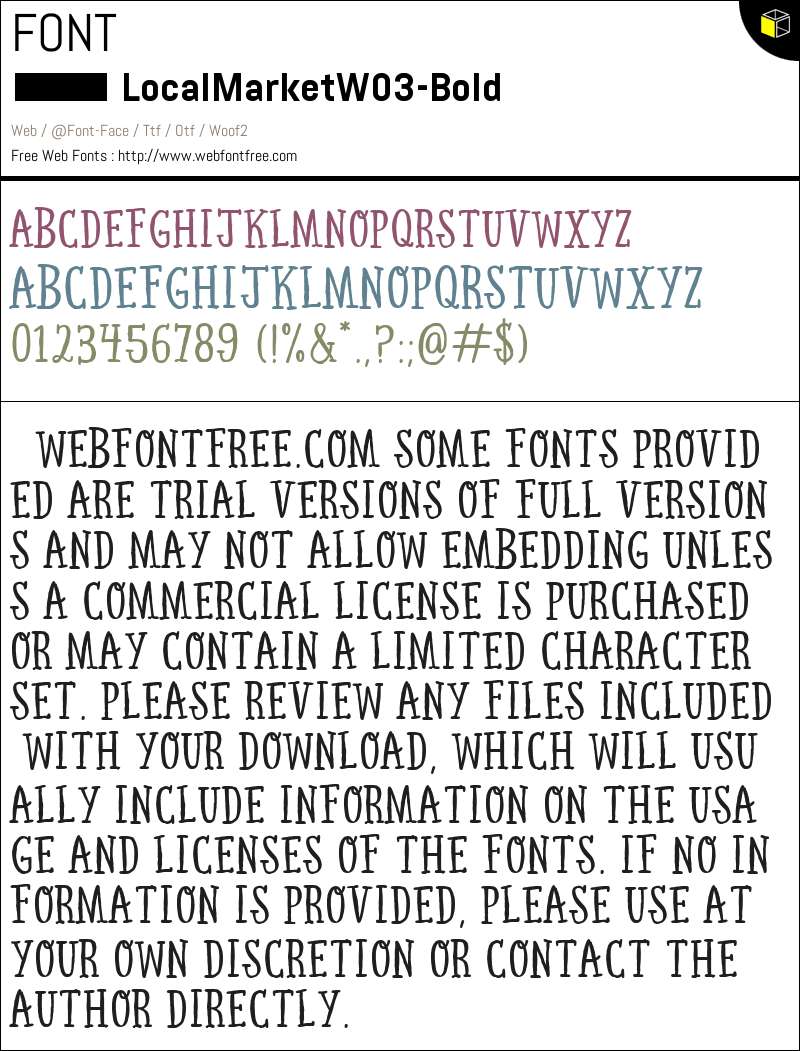 Local Market W03 Bold Fonts Downloads - WebFontFree.Com