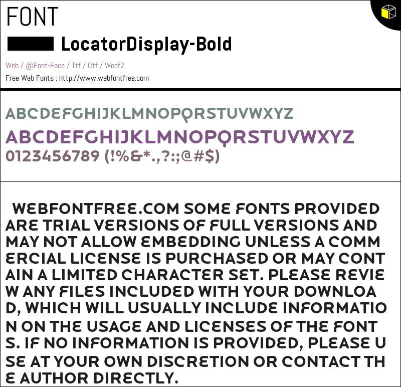 LocatorDisplay Bold Fonts Downloads - WebFontFree.Com