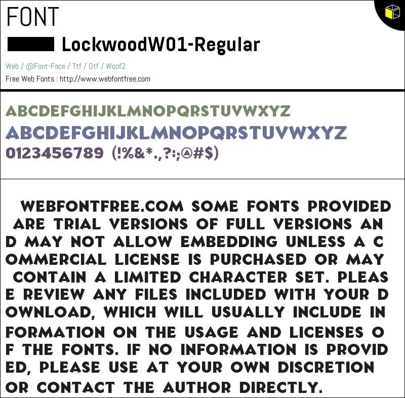 Lockwood W01 Regular Fonts Downloads - WebFontFree.Com