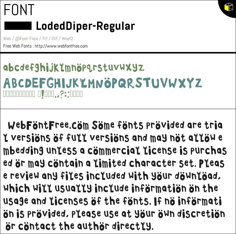 Loded Diper Regular Fonts Downloads - WebFontFree.Com