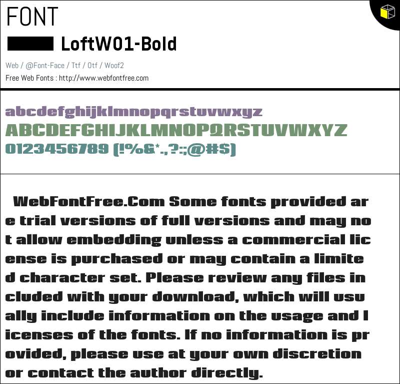 Loft W01 Bold Fonts Downloads - WebFontFree.Com