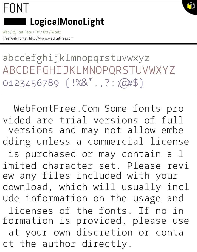 LogicalMonoLight Fonts Downloads - WebFontFree.Com