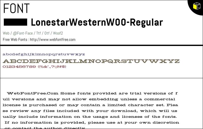 Lonestar Western W00 Regular Fonts Downloads - WebFontFree.Com