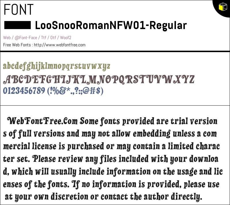 Loo Snoo Roman NF W01 Regular Fonts Downloads - WebFontFree.Com