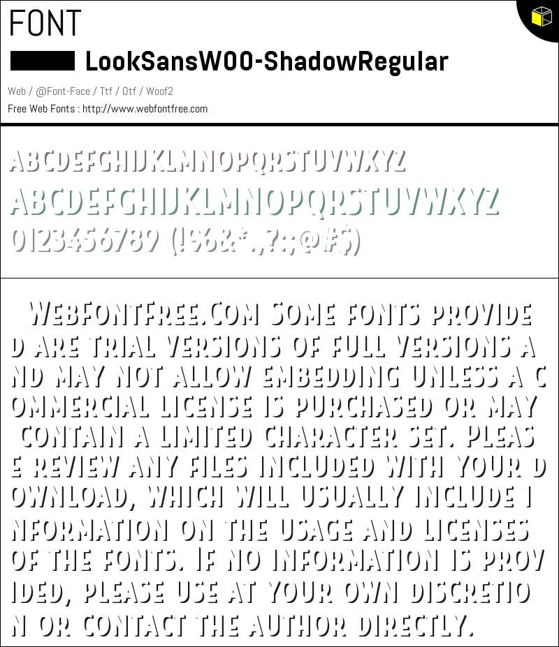 Look Sans W00 Shadow Regular Fonts Downloads - WebFontFree.Com