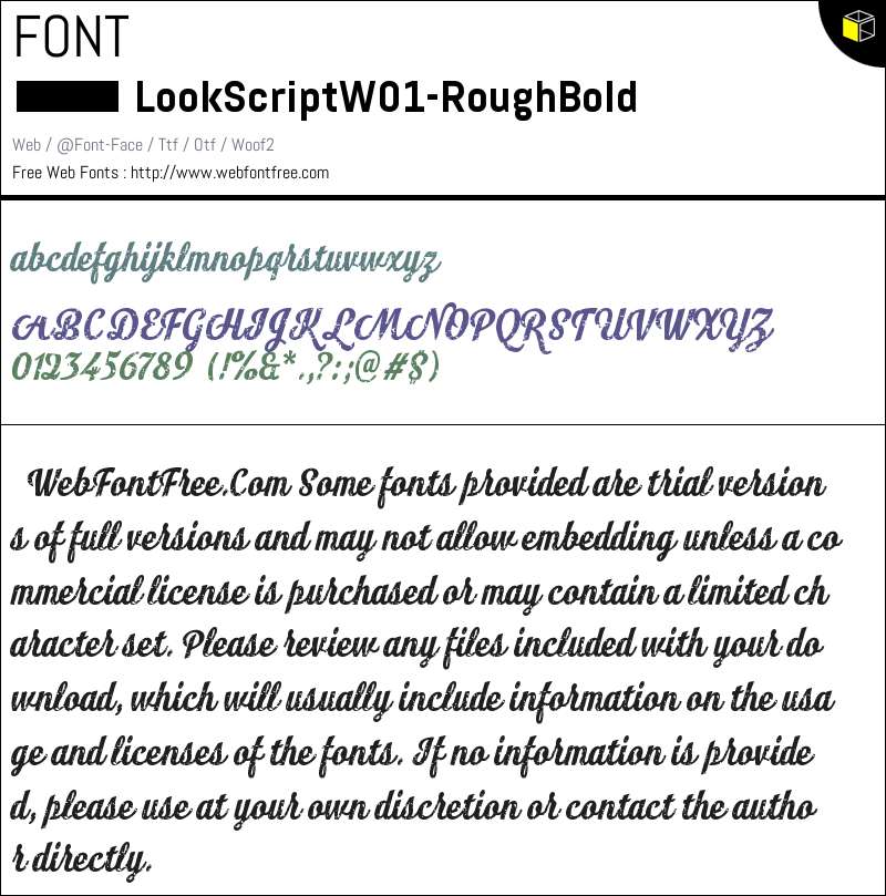 Look Script W01 Rough Bold Fonts Downloads - WebFontFree.Com