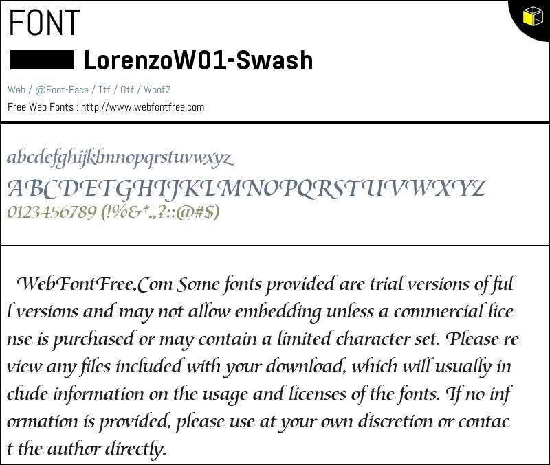 Lorenzo W01 Swash Fonts Downloads - WebFontFree.Com