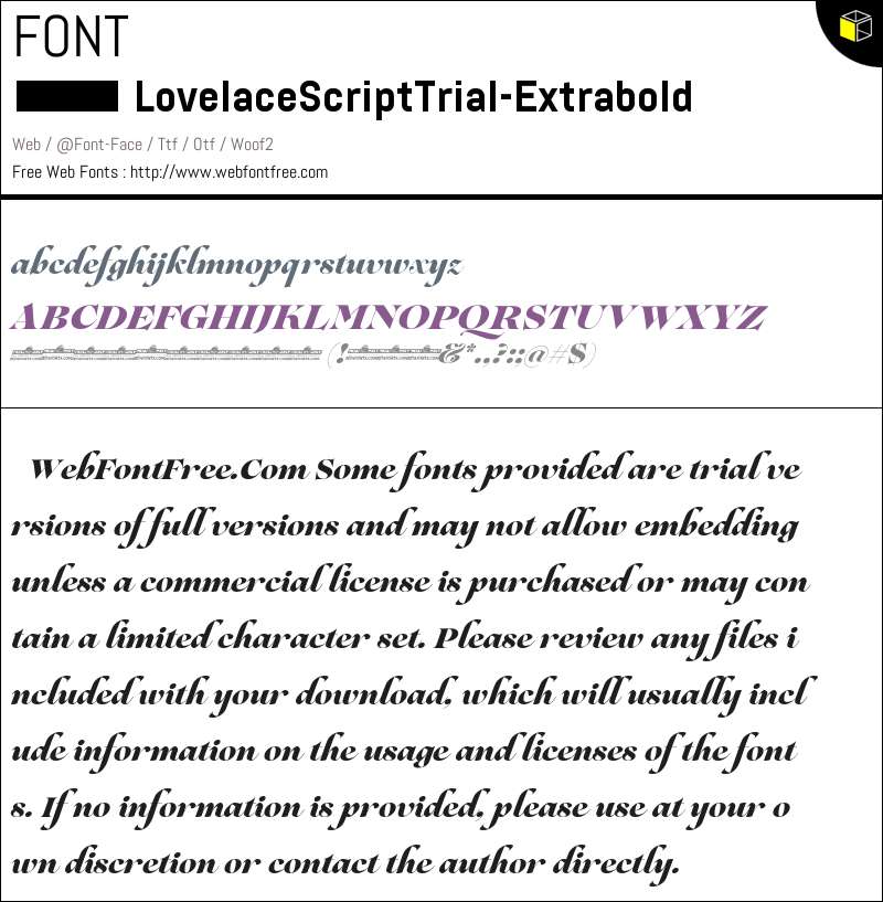 Lovelace Script Trial Extrabold Fonts Downloads - WebFontFree.Com