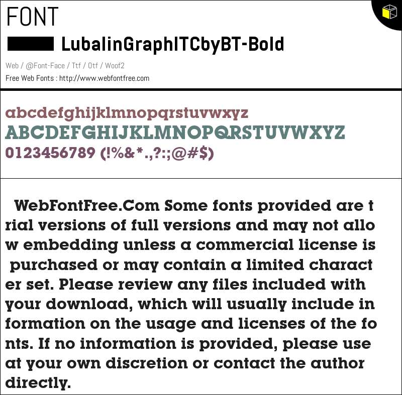 Lubalin Graph Bold BT 字体 下载 - WebFontFree.Com