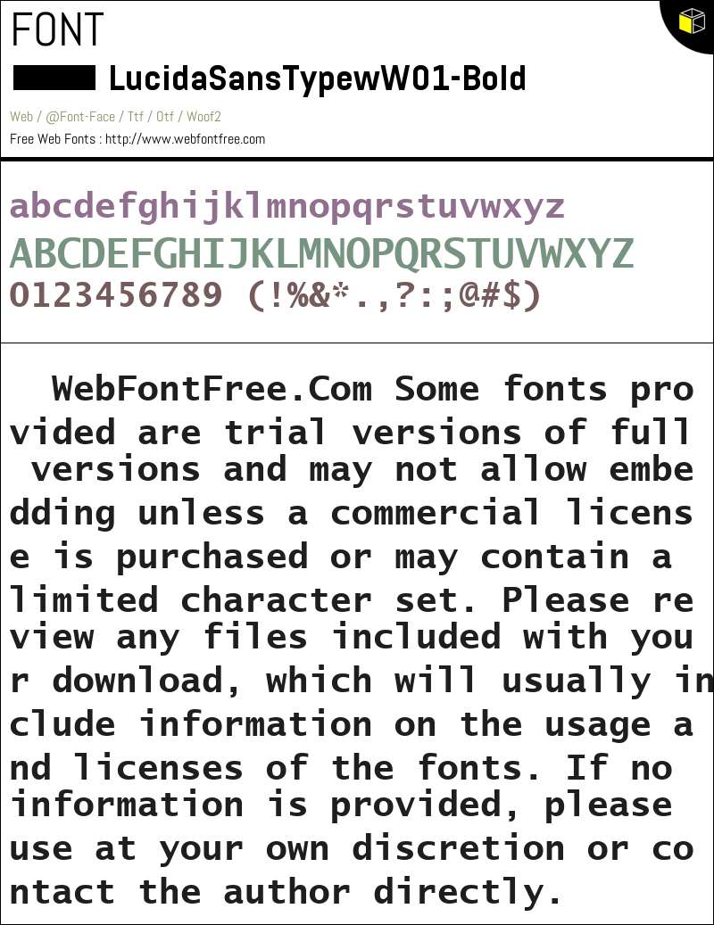 Lucida Sans Typew W01 Bold Fonts Downloads - WebFontFree.Com