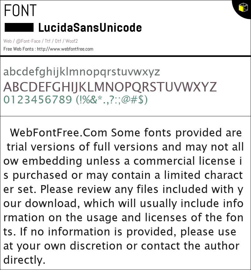 Lucida Sans Unicode Fonts Downloads - WebFontFree.Com