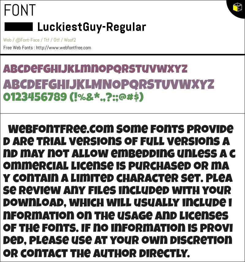 Luckiest Guy 字体 下载 - WebFontFree.Com