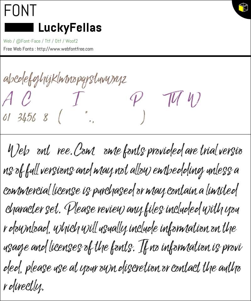 Lucky Fellas Fonts Downloads - WebFontFree.Com