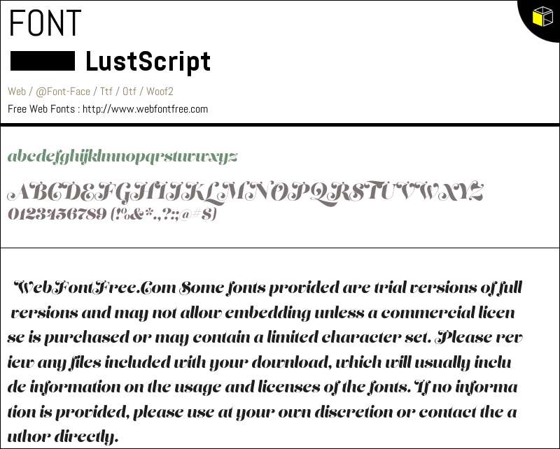 Lust Script Fonts Downloads - WebFontFree.Com