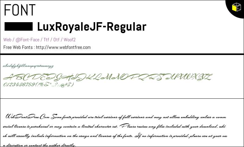 Lux Royale JF Fonts Downloads - WebFontFree.Com