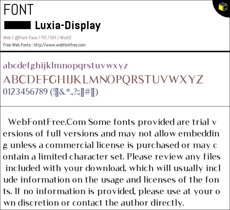 Luxia Display Fonts Downloads - WebFontFree.Com
