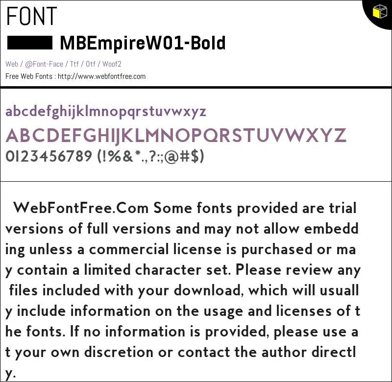 MB Empire W01 Bold Fonts Downloads - WebFontFree.Com
