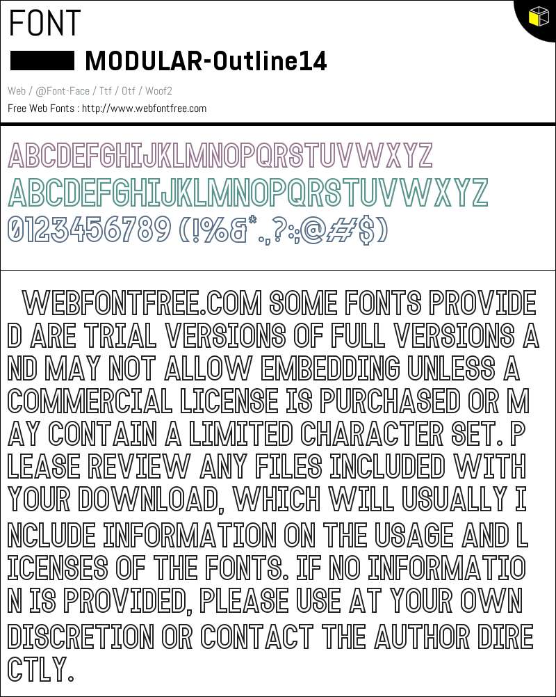 MODULAR Outline 14 Fonts Downloads - WebFontFree.Com