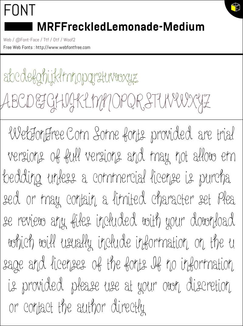 MRF Freckled Lemonade Demo Fonts Downloads - WebFontFree.Com