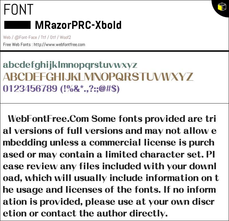 MRazor PRC Xbold Fonts Downloads - WebFontFree.Com