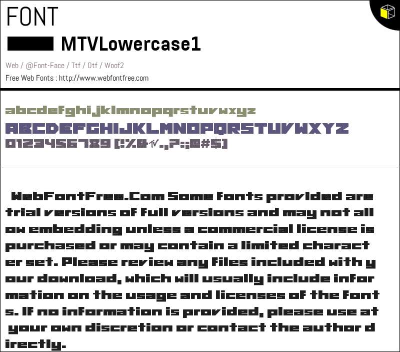 MTV Lowercase 1 Fonts Downloads - WebFontFree.Com