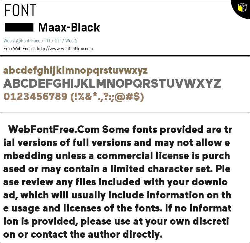 Maax Black Fonts Downloads - WebFontFree.Com