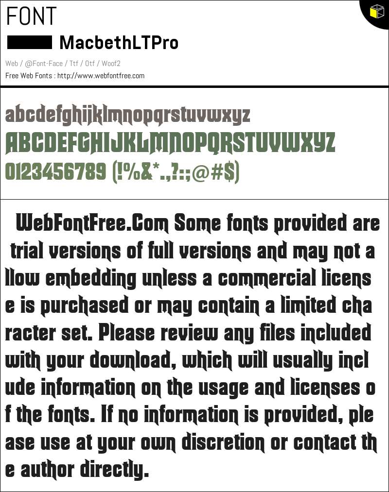 MacbethLTPro Fonts Downloads - WebFontFree.Com