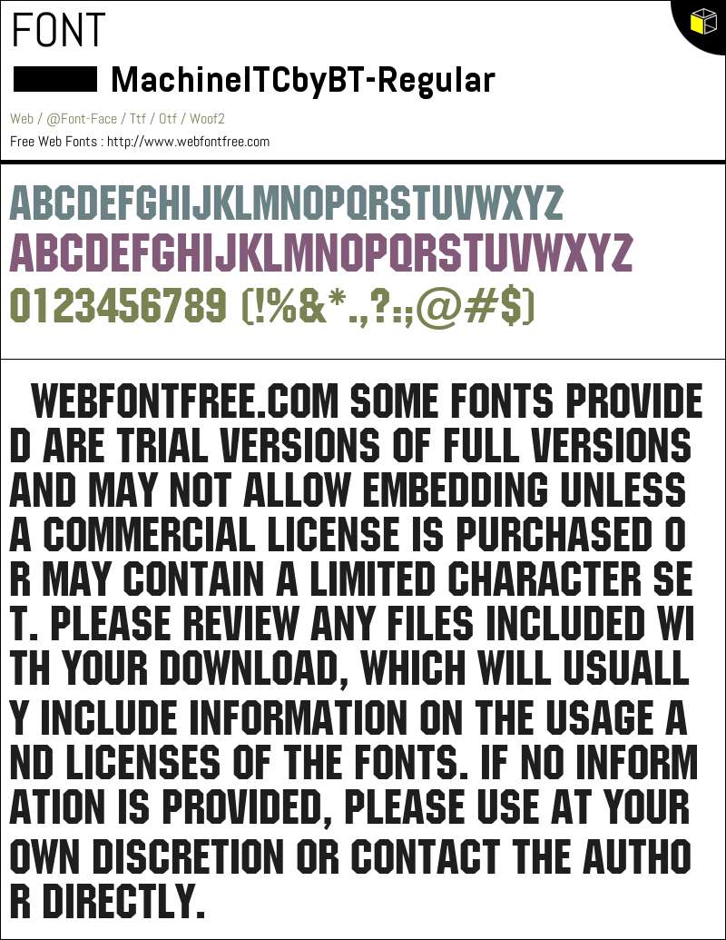 Machine BT Fonts Downloads - WebFontFree.Com