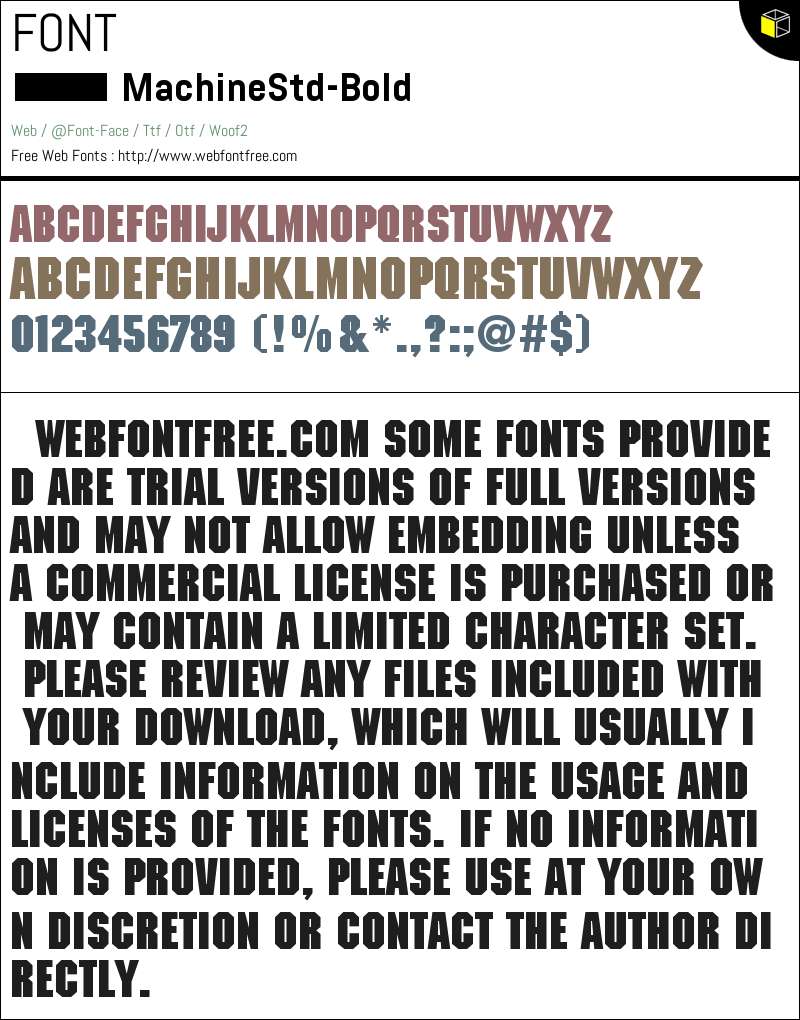 MachineStd-Bold Fonts Downloads - WebFontFree.Com