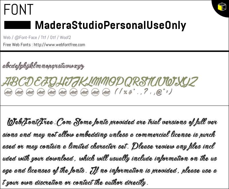 Madera Studio_PersonalUseOnly Fonts Downloads - WebFontFree.Com