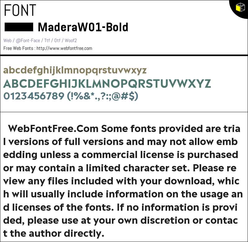 Madera W01 Bold Fonts Downloads - WebFontFree.Com