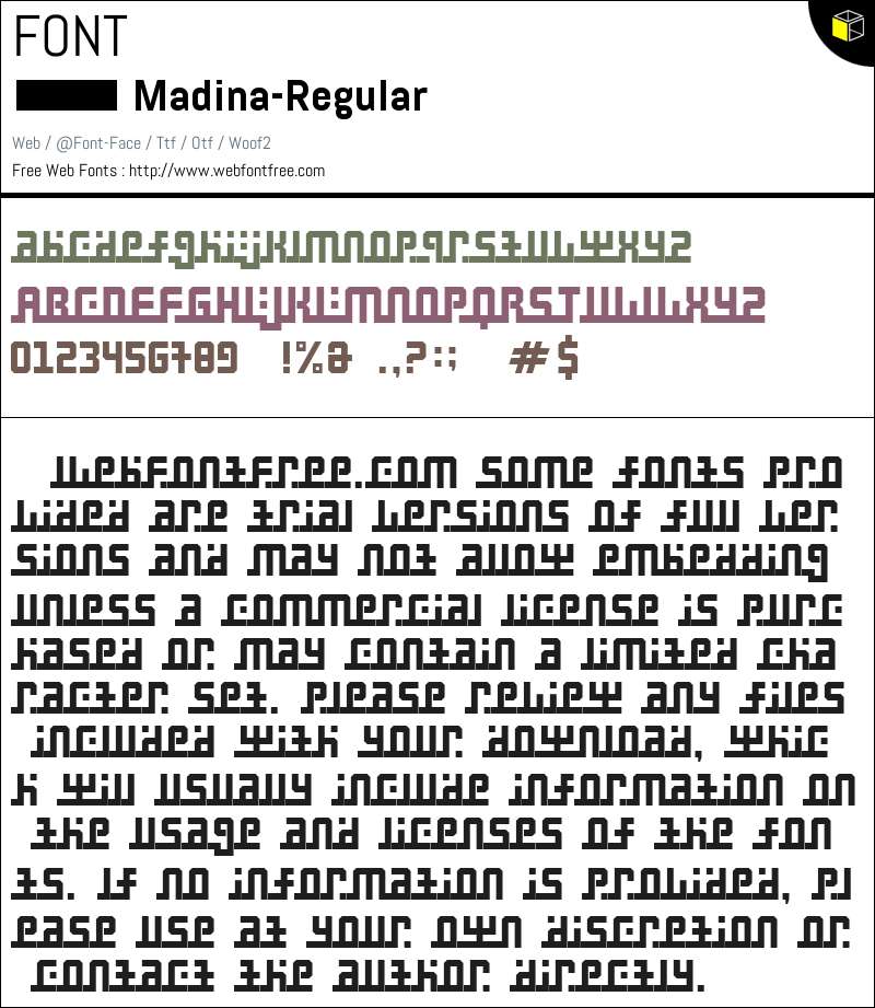 Madina Regular Fonts Downloads - WebFontFree.Com