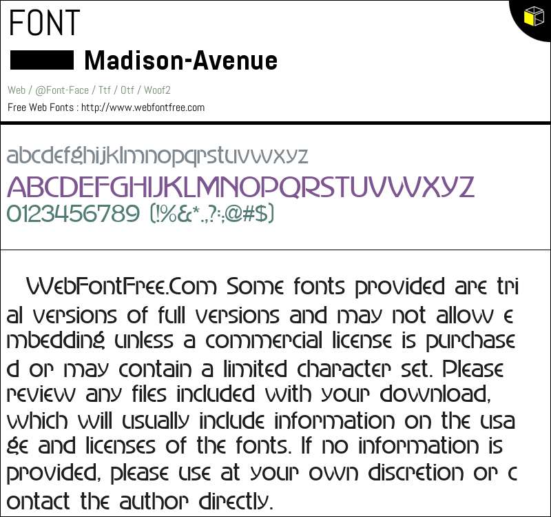 Madison Avenue Fonts Downloads - WebFontFree.Com