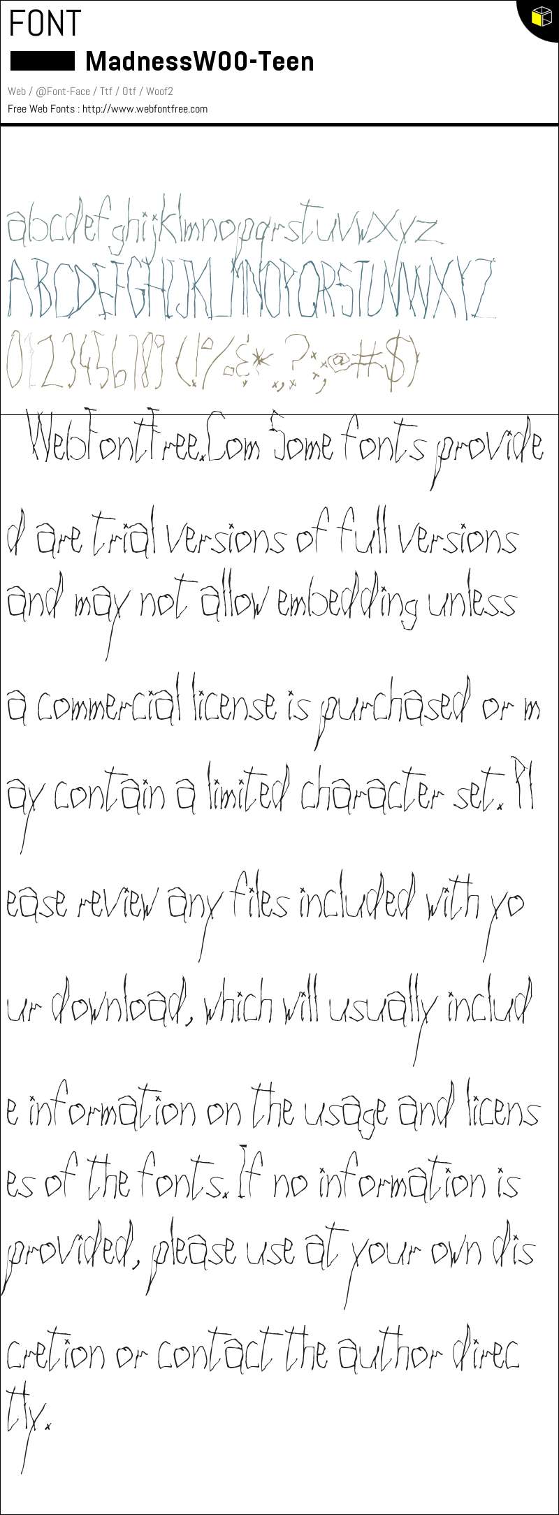 Madness W00 Teen Fonts Downloads - WebFontFree.Com