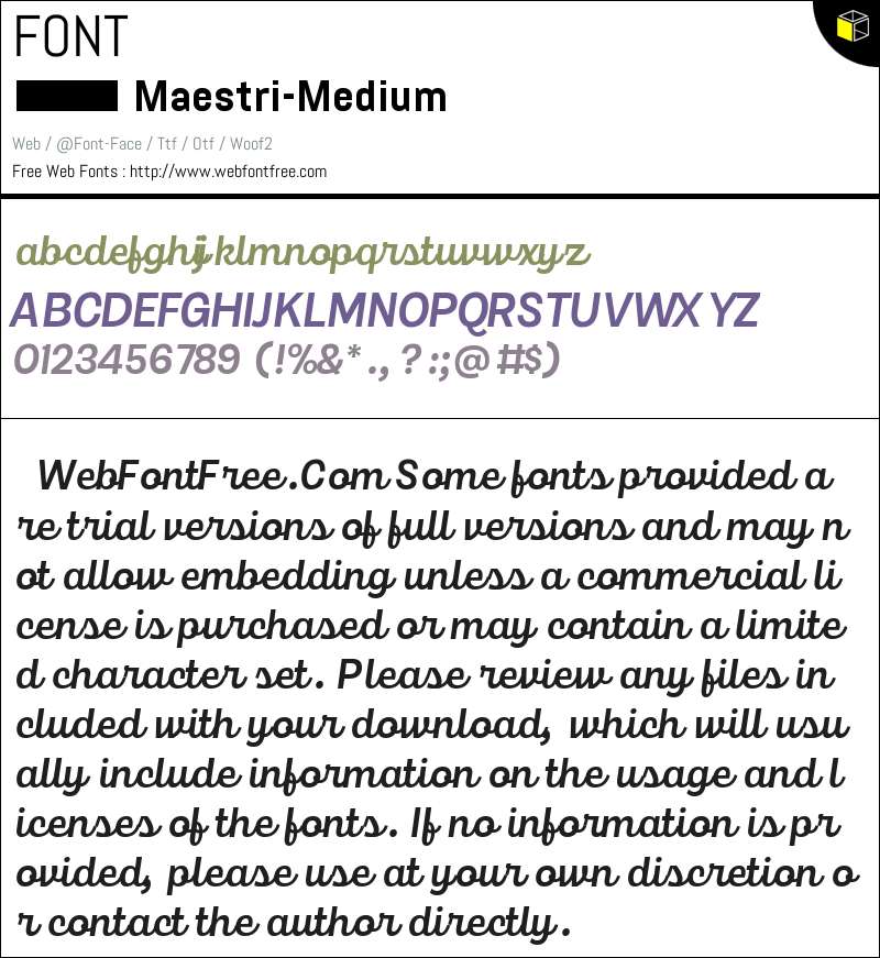 Maestri Medium Fonts Downloads - WebFontFree.Com