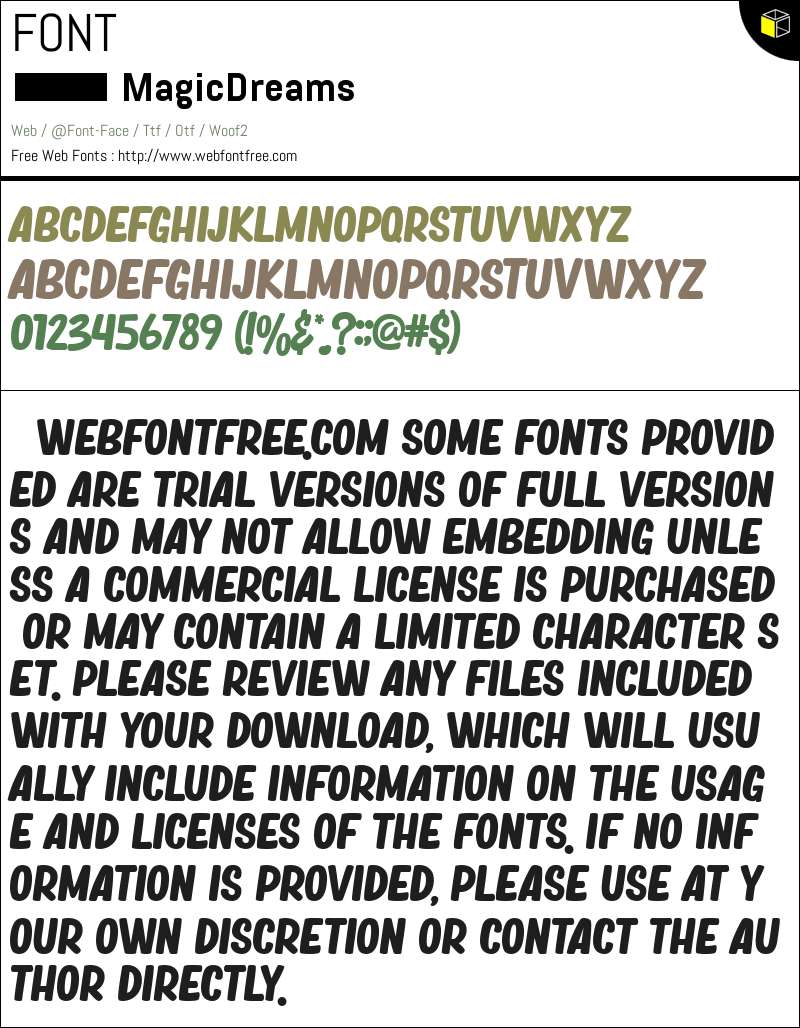 Magic Dreams Fonts Downloads - WebFontFree.Com