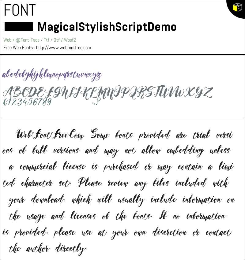 Magical Stylish Script Demo Fonts Downloads - WebFontFree.Com