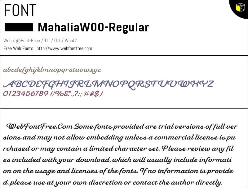 Mahalia W00 Regular Fonts Downloads - WebFontFree.Com