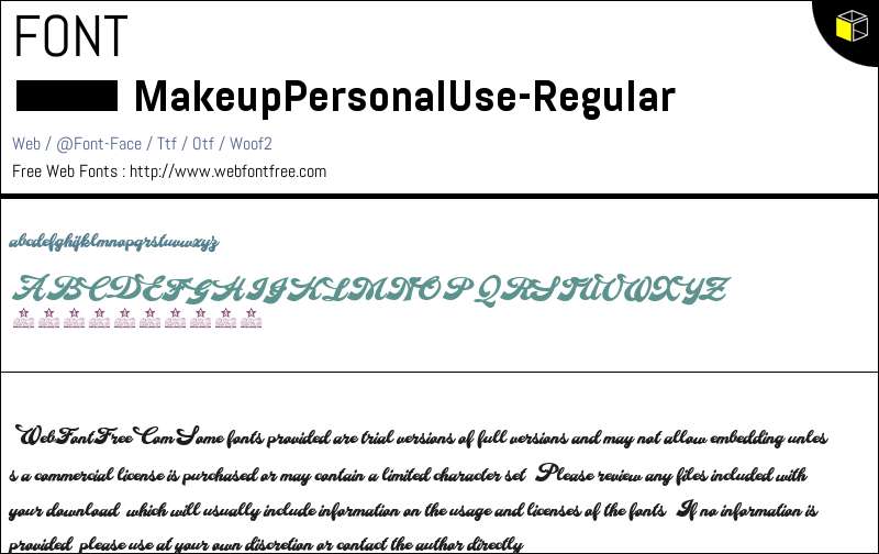 Makeup Personal Use Regular Fonts Downloads - WebFontFree.Com