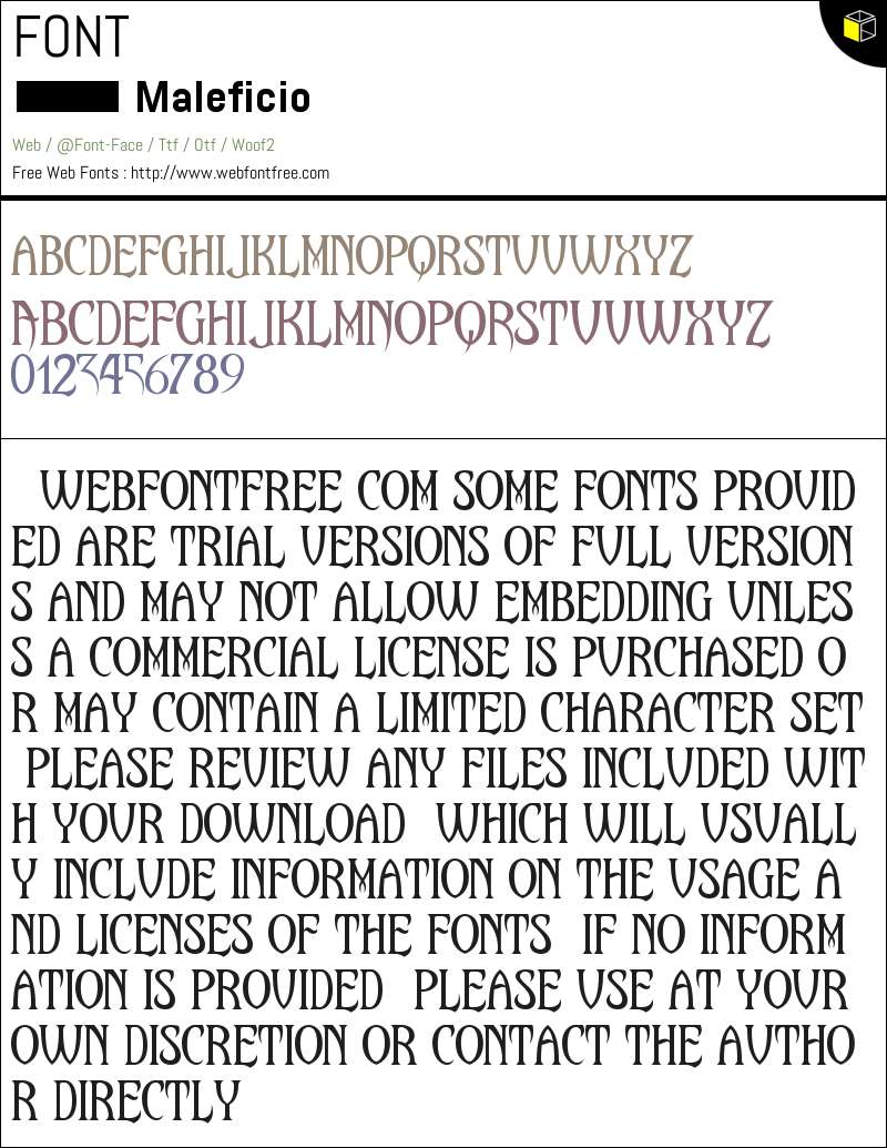 Maleficio Fonts Downloads - WebFontFree.Com