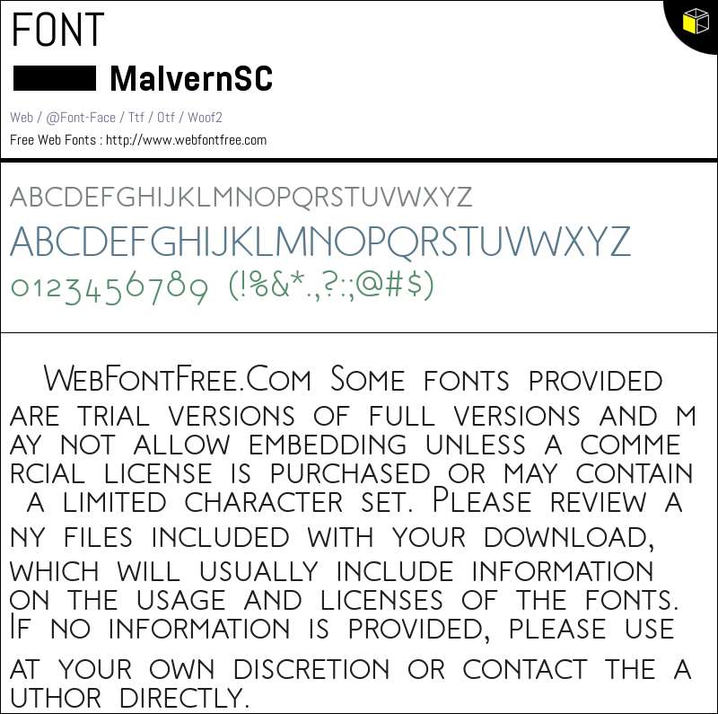 Malvern SC Fonts Downloads - WebFontFree.Com